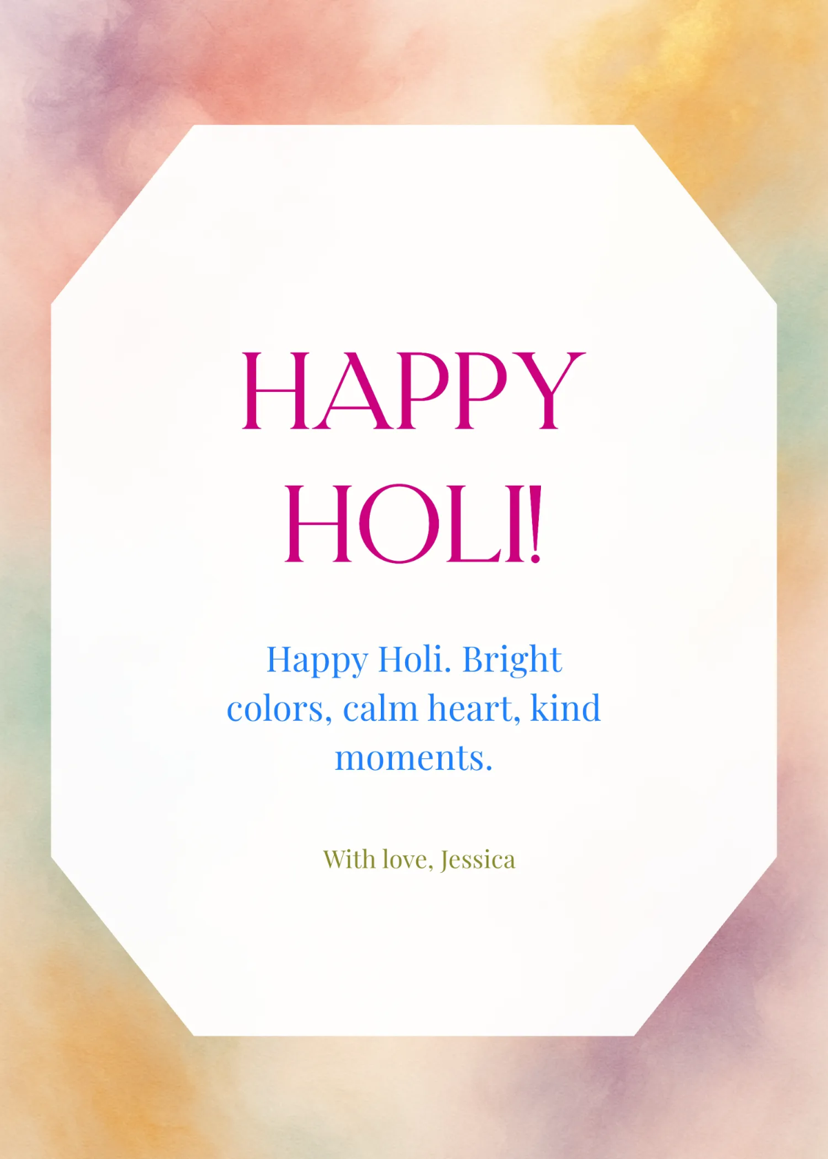 Free Minimalist Holi Wishes Template to Edit Online