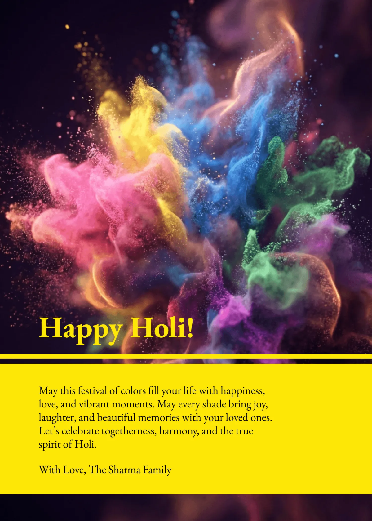 Free Colorful Holi Wishes Template to Edit Online