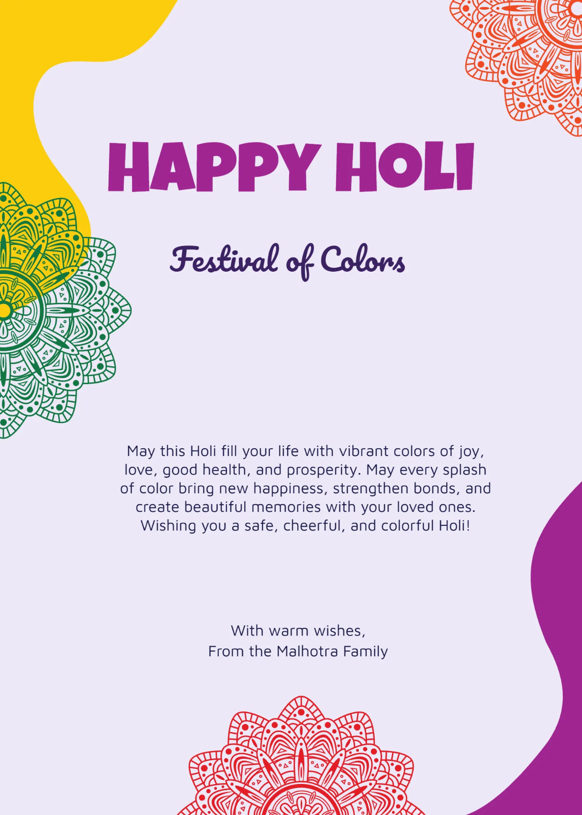 Free Joyful Holi Wishes Template to Edit Online