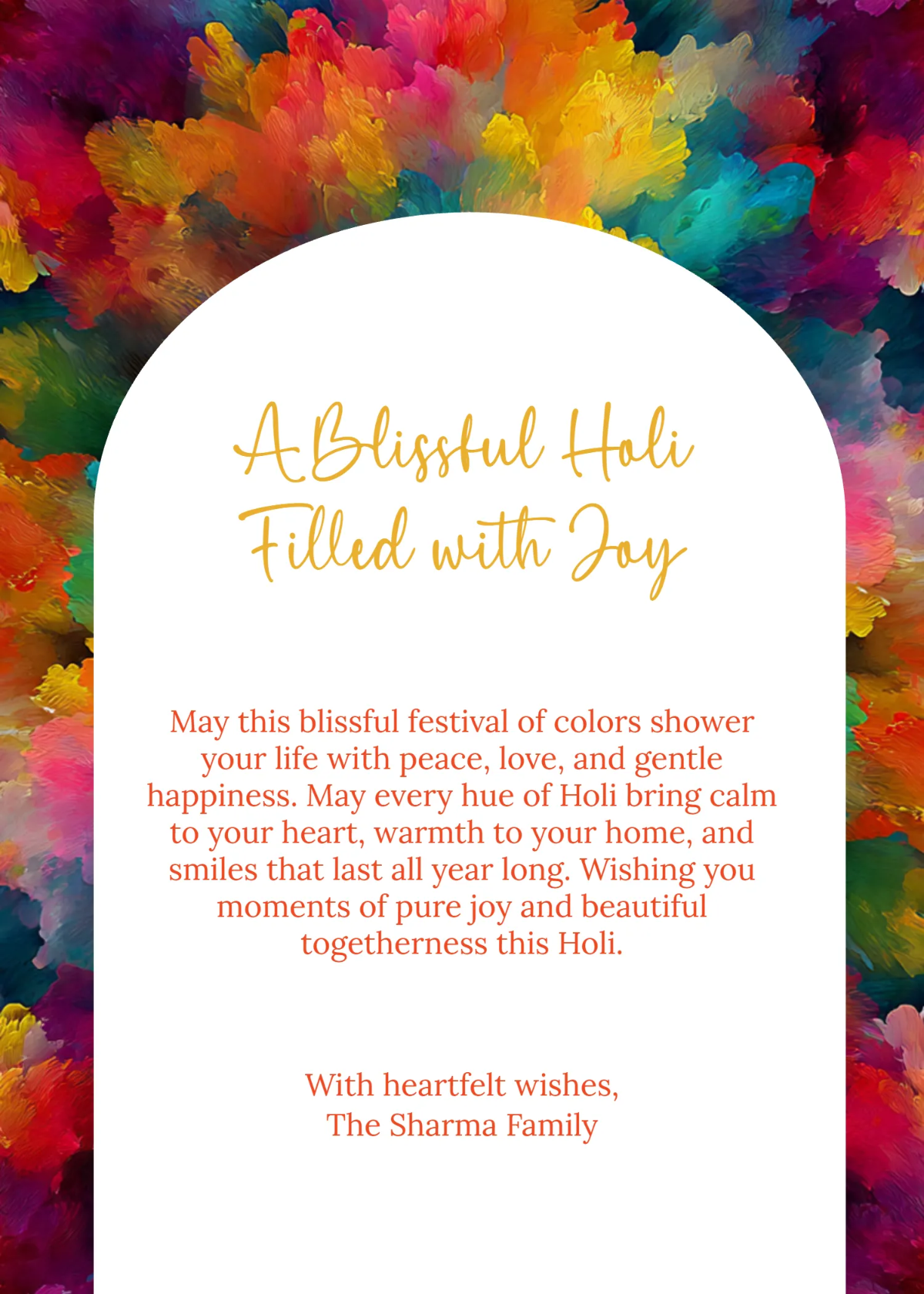 Free Blissful Holi Wishes Template to Edit Online