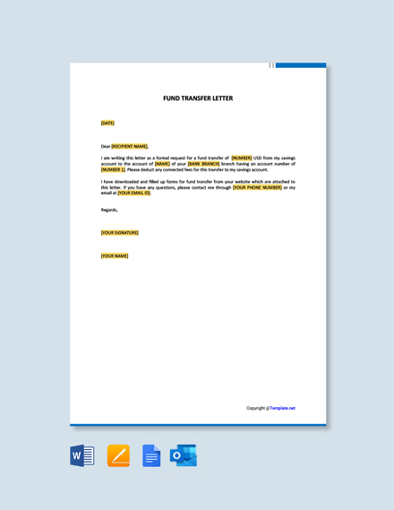 Fund Transfer Request Letter To Bank Template - Google Docs, Word ...