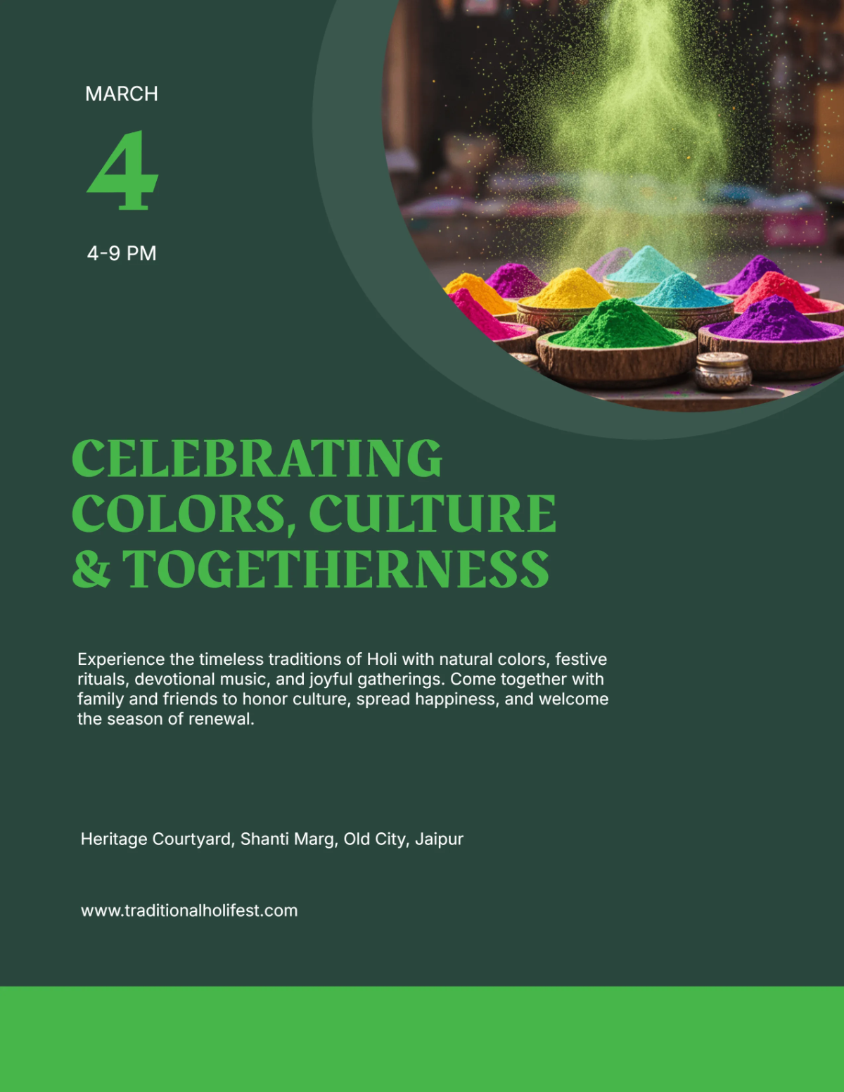 Free Traditional Holi Flyer Template to Edit Online