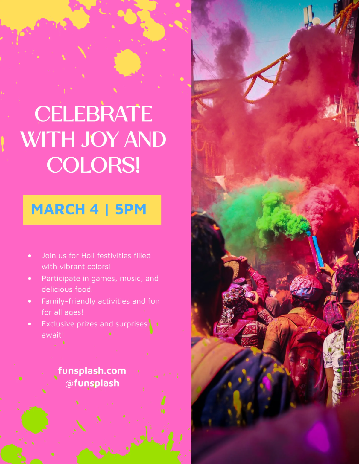 Free Modern Holi Flyer Template to Edit Online
