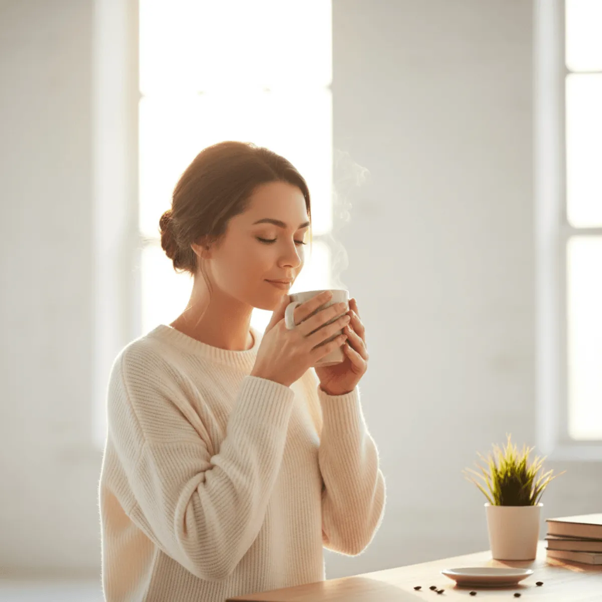 Free Woman Drinking Coffee Template to Edit Online
