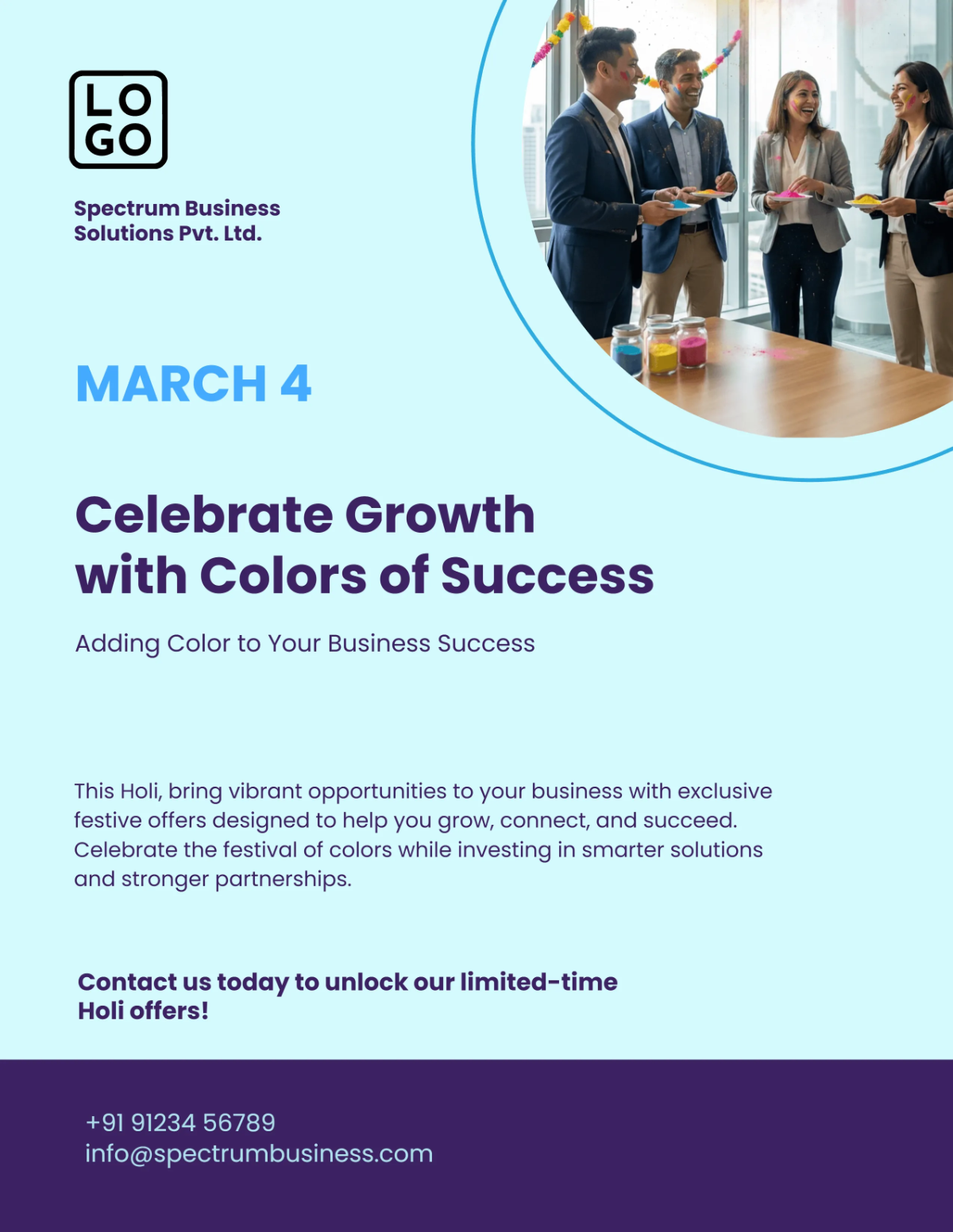 Free Business Holi Flyer Template to Edit Online