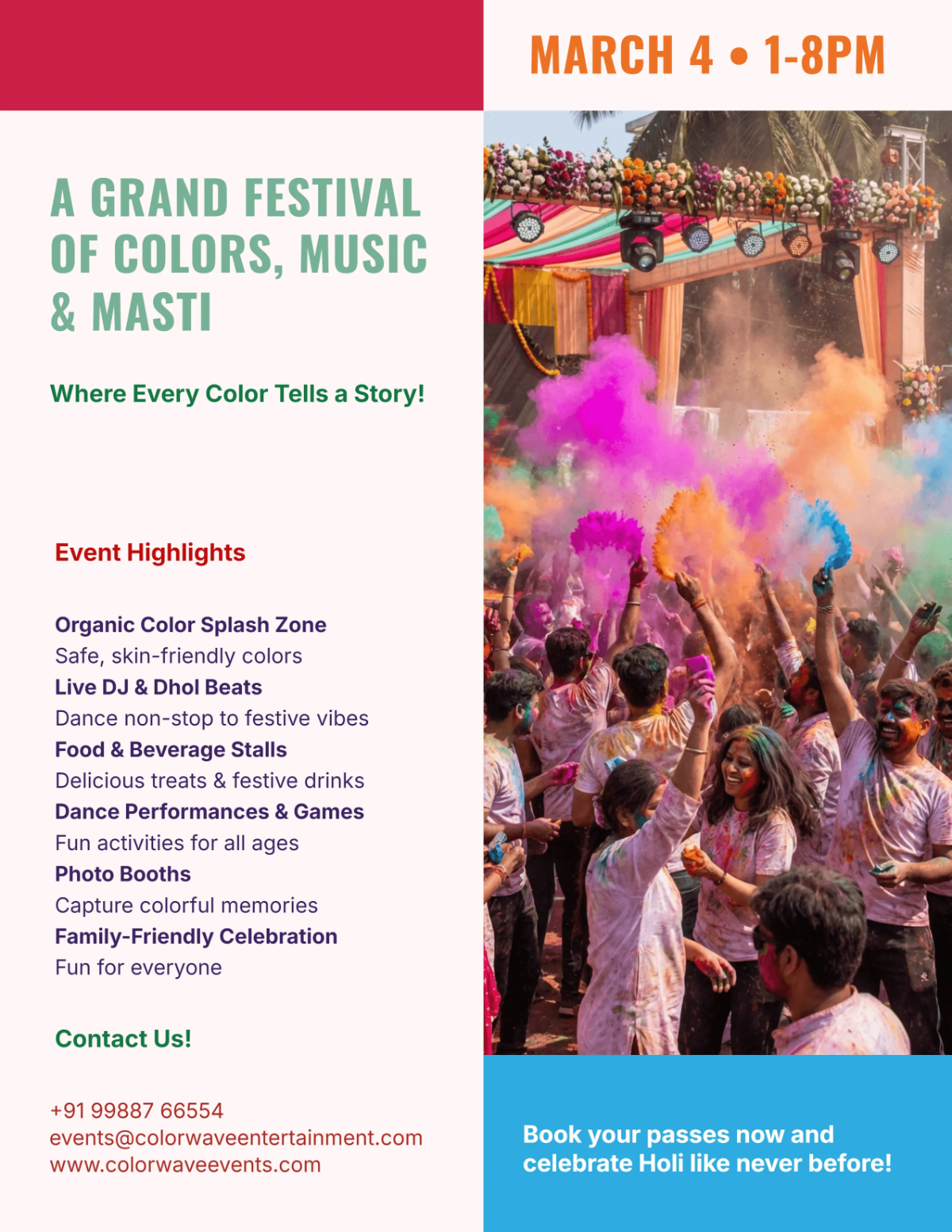 Free Holi Event Flyerholi-event-flyer Template to Edit Online