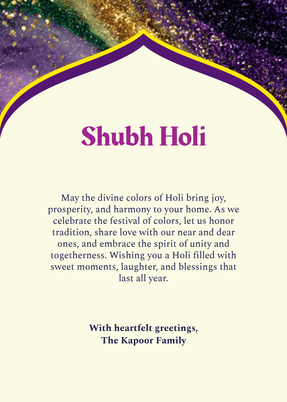 Free Traditional Holi Wishes Template to Edit Online