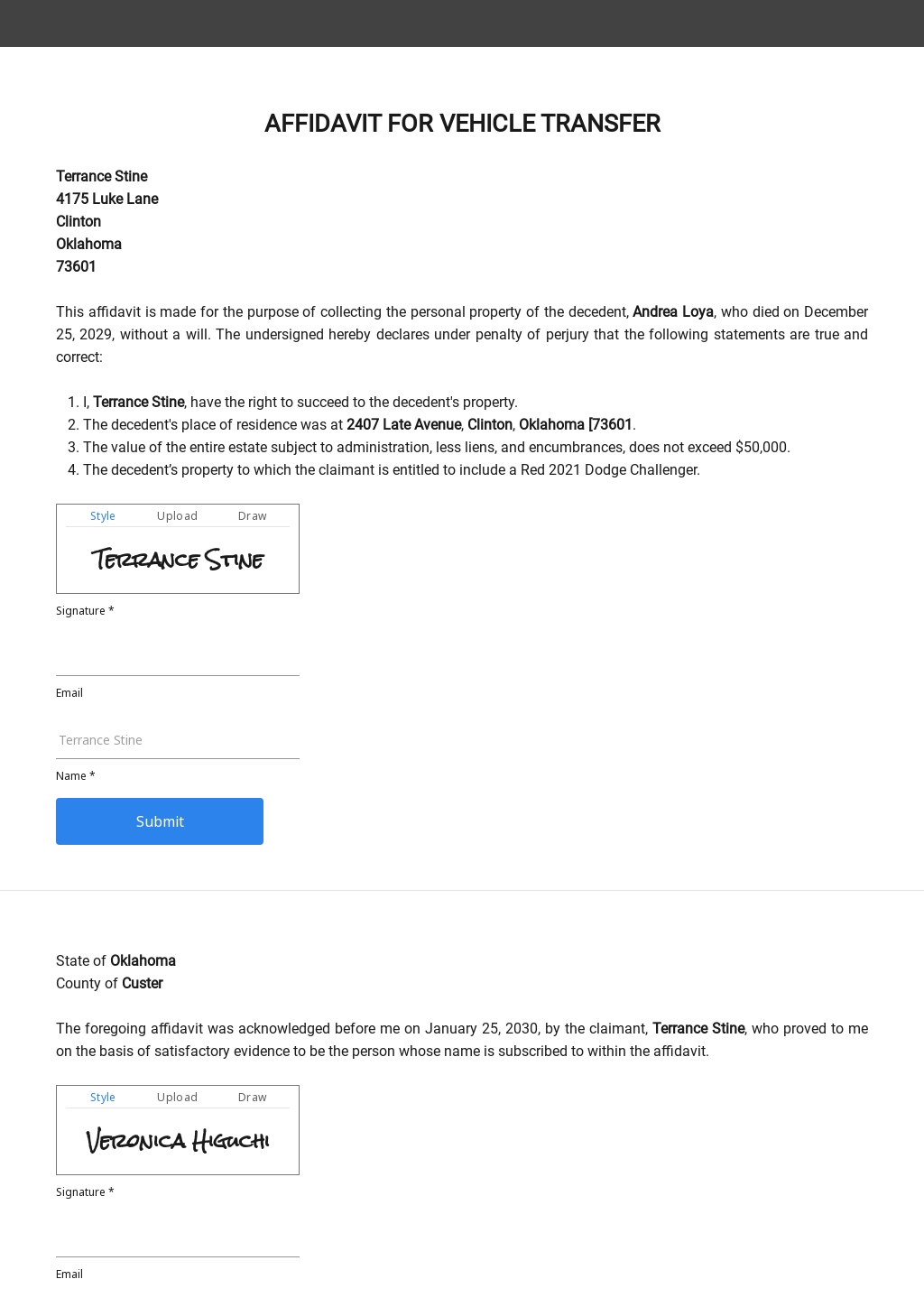 Property Transfer Affidavit Template - Download in Word, Google Docs ...