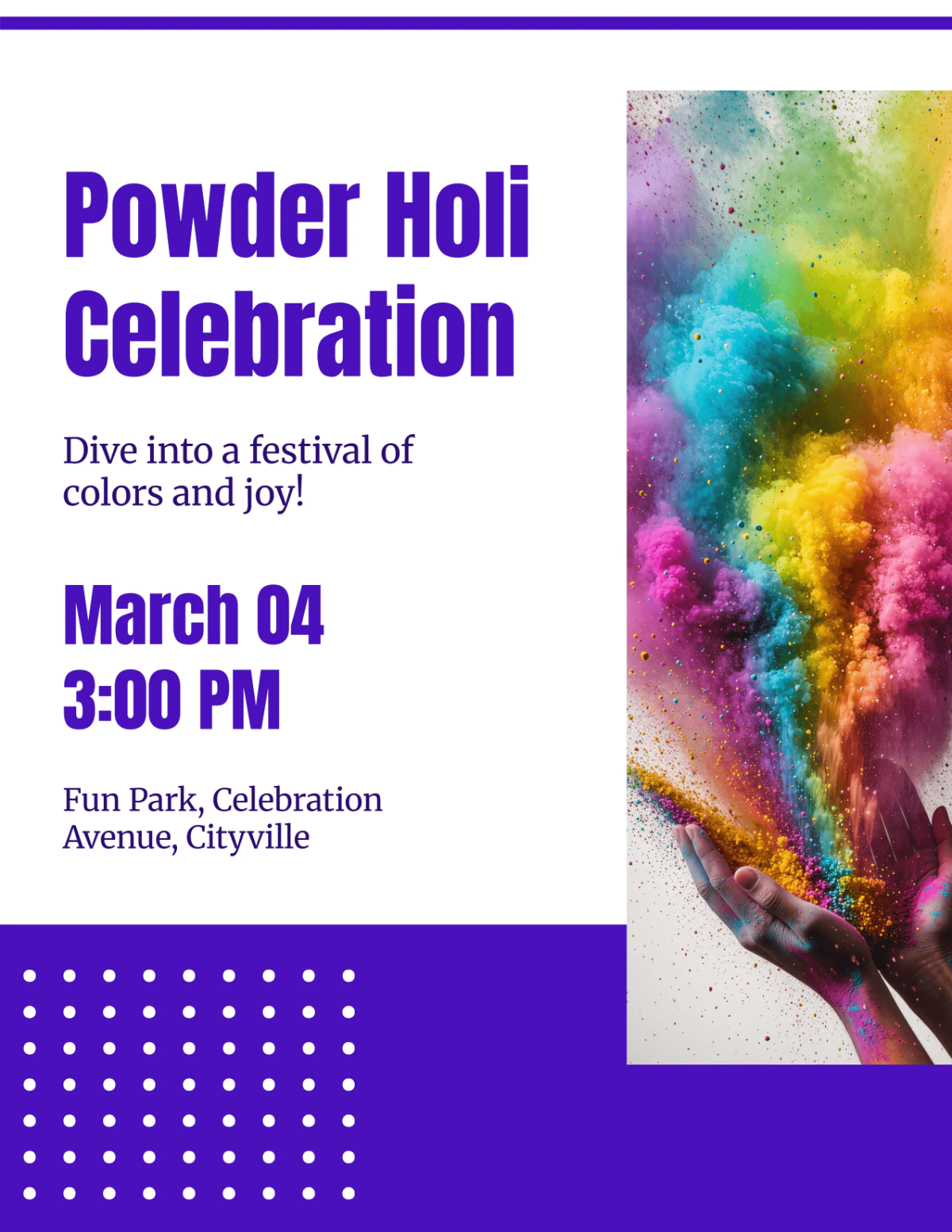 Free Holi Flyer Templates, Editable and Printable