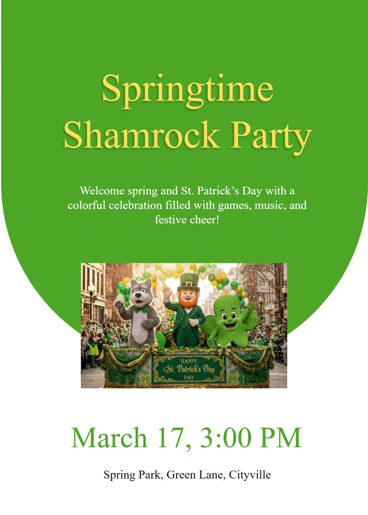 Free Springtime Shamrock Invitation Template to Edit Online