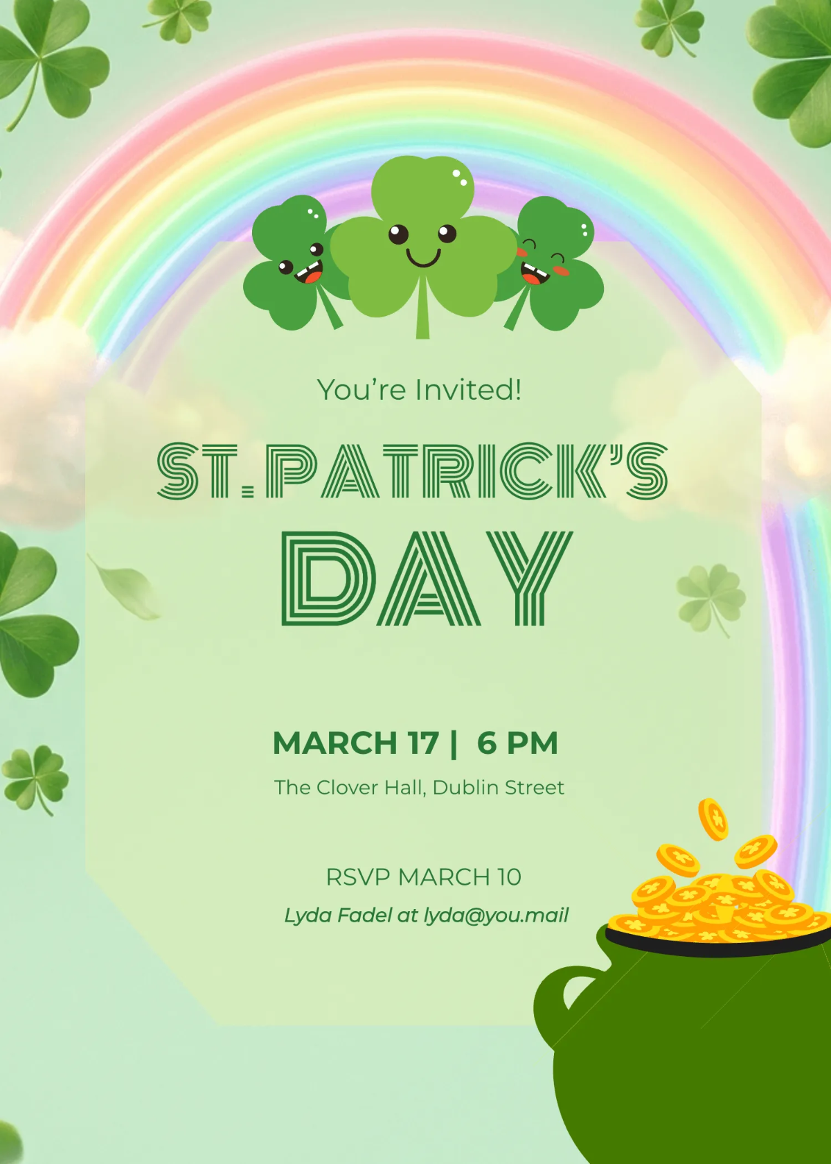 Free Rainbow Irish Invitation Template to Edit Online