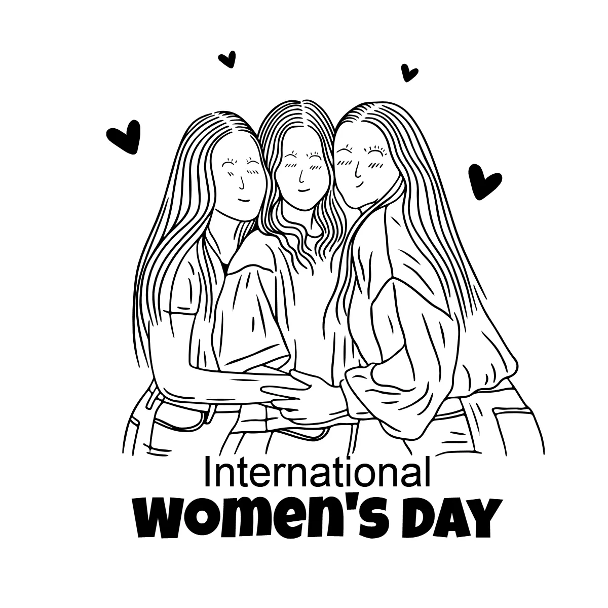 Free International Women's Day Outline Clip Arts Template to Edit Online