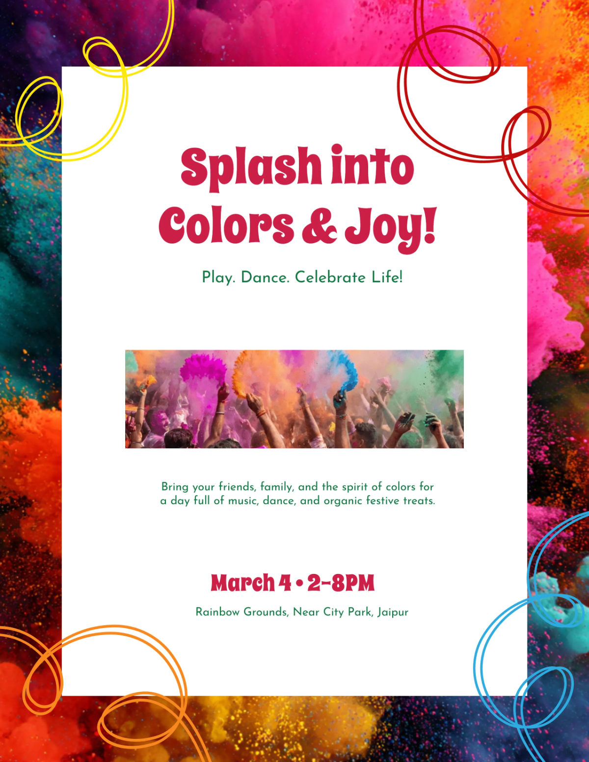 Free Animated Holi Flyer Template to Edit Online