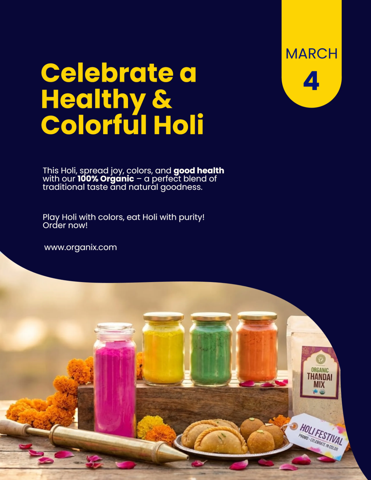 Free Holi Promo Flyer Template to Edit Online