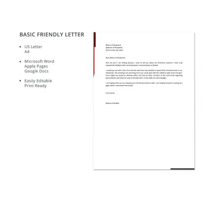 Friendly Letter Example in Microsoft Word, Apple Pages, Google Docs ...