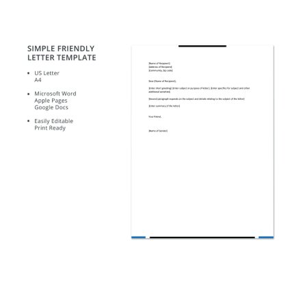Friendly Letter Example in Microsoft Word, Apple Pages, Google Docs ...