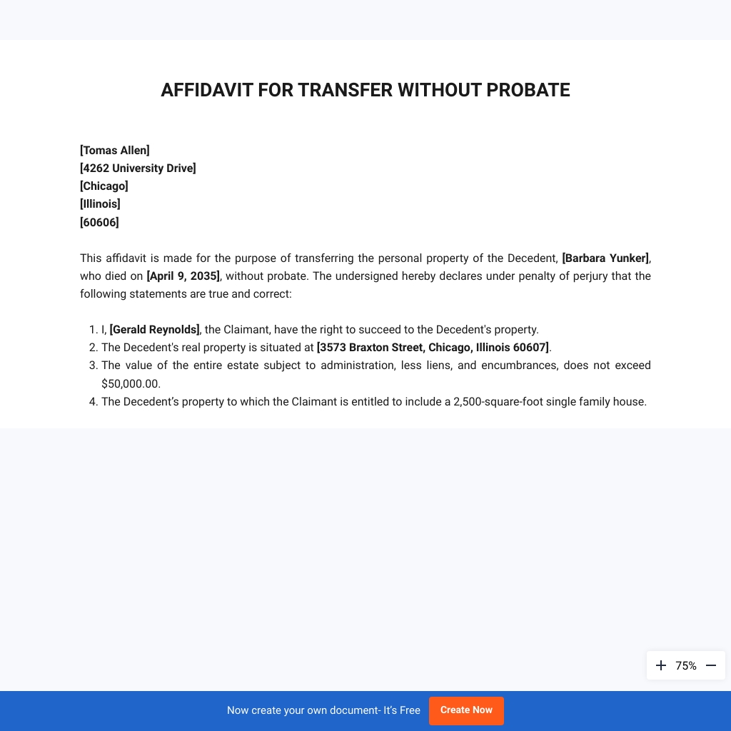 Property Transfer Affidavit Template - Download in Word, Google Docs ...