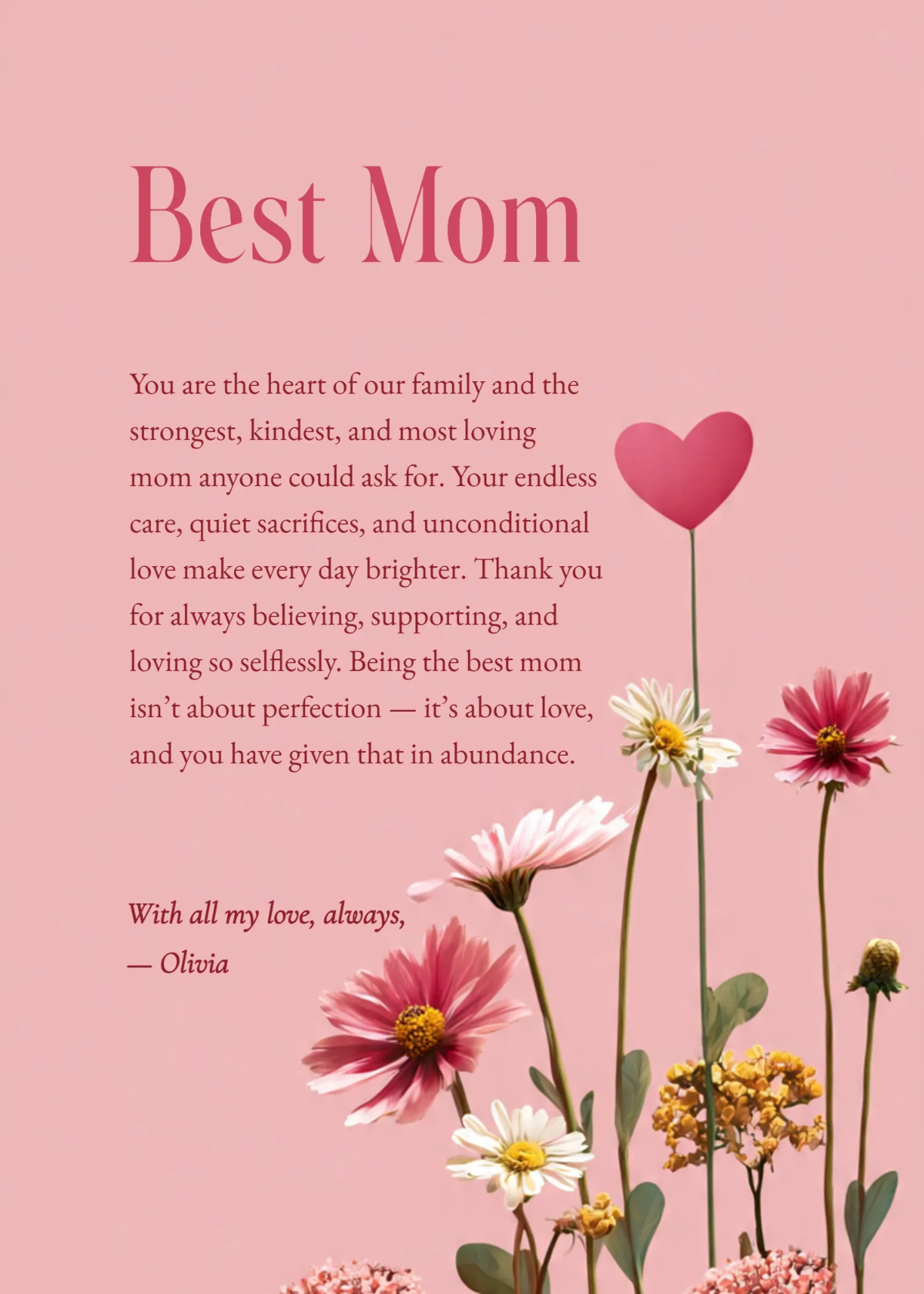 Free Best Mom Wishes Template to Edit Online
