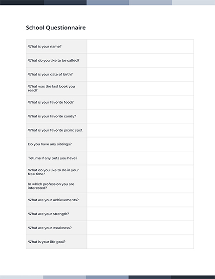 Free School Questionnaire Template: Download 31+ Checklists in Word ...