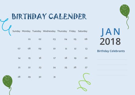 Staff Birthday Calendar Template: Download 128+ Schedules in Word ...