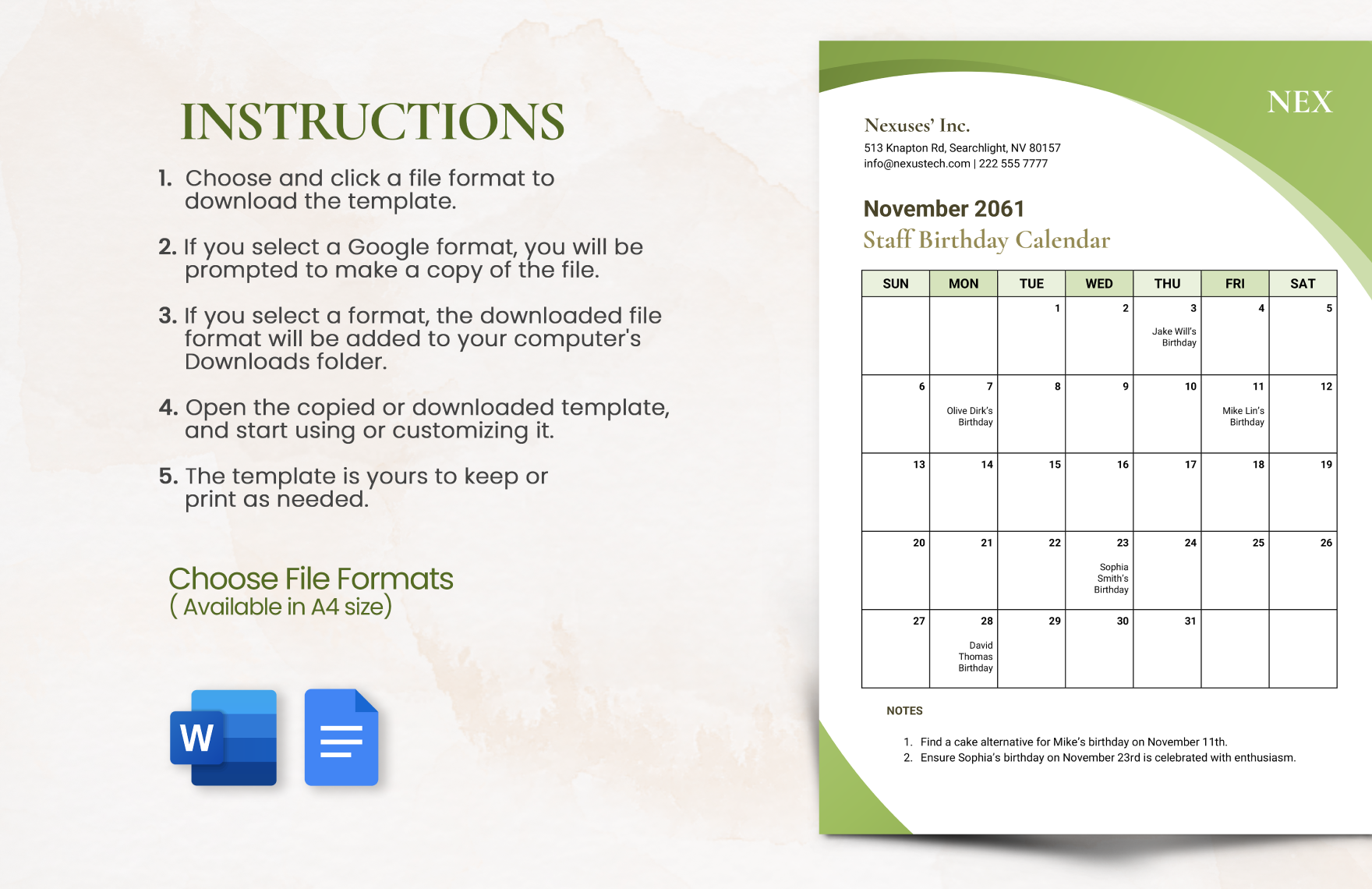 Staff Birthday Calendar Template: Boost Team Morale and Productivity ...
