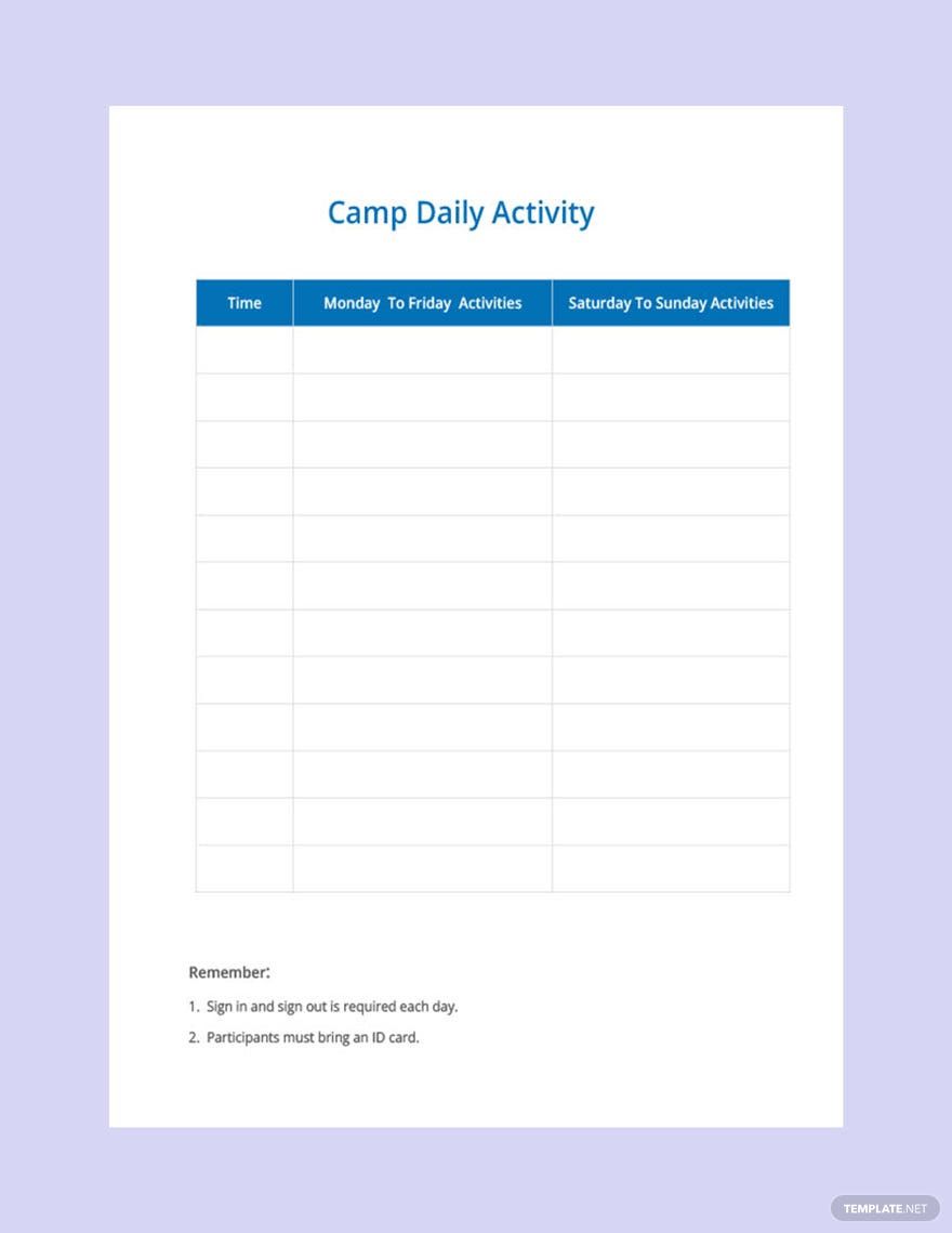 FREE Daily Schedule Word Template Download Template