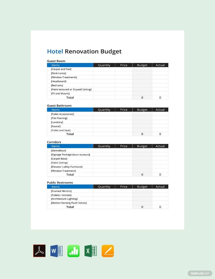 Hotel Renovation Budget Template Download In Word Google Docs Excel 