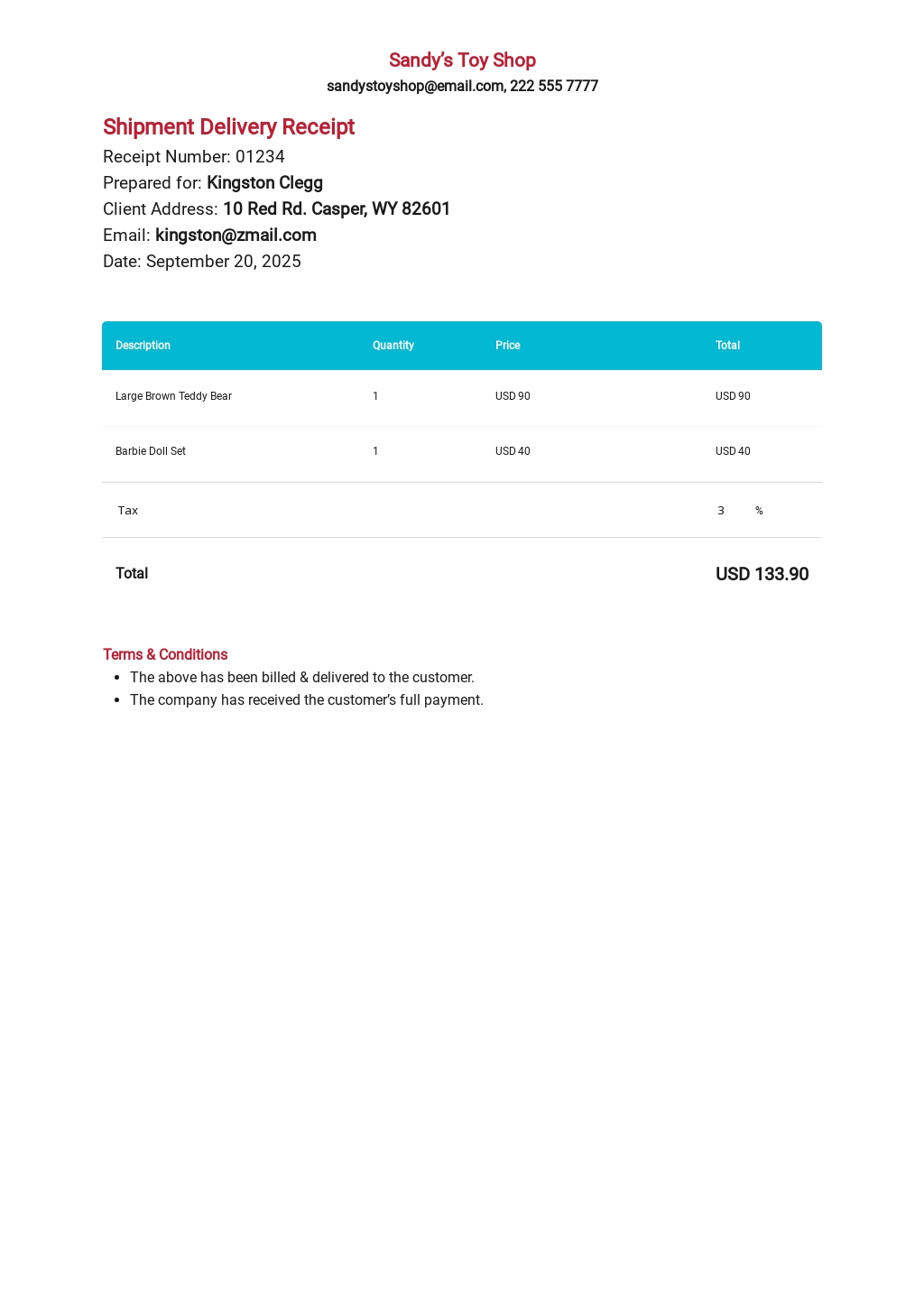 4+ FREE Delivery Receipt Templates [Edit & Download] | Template.net