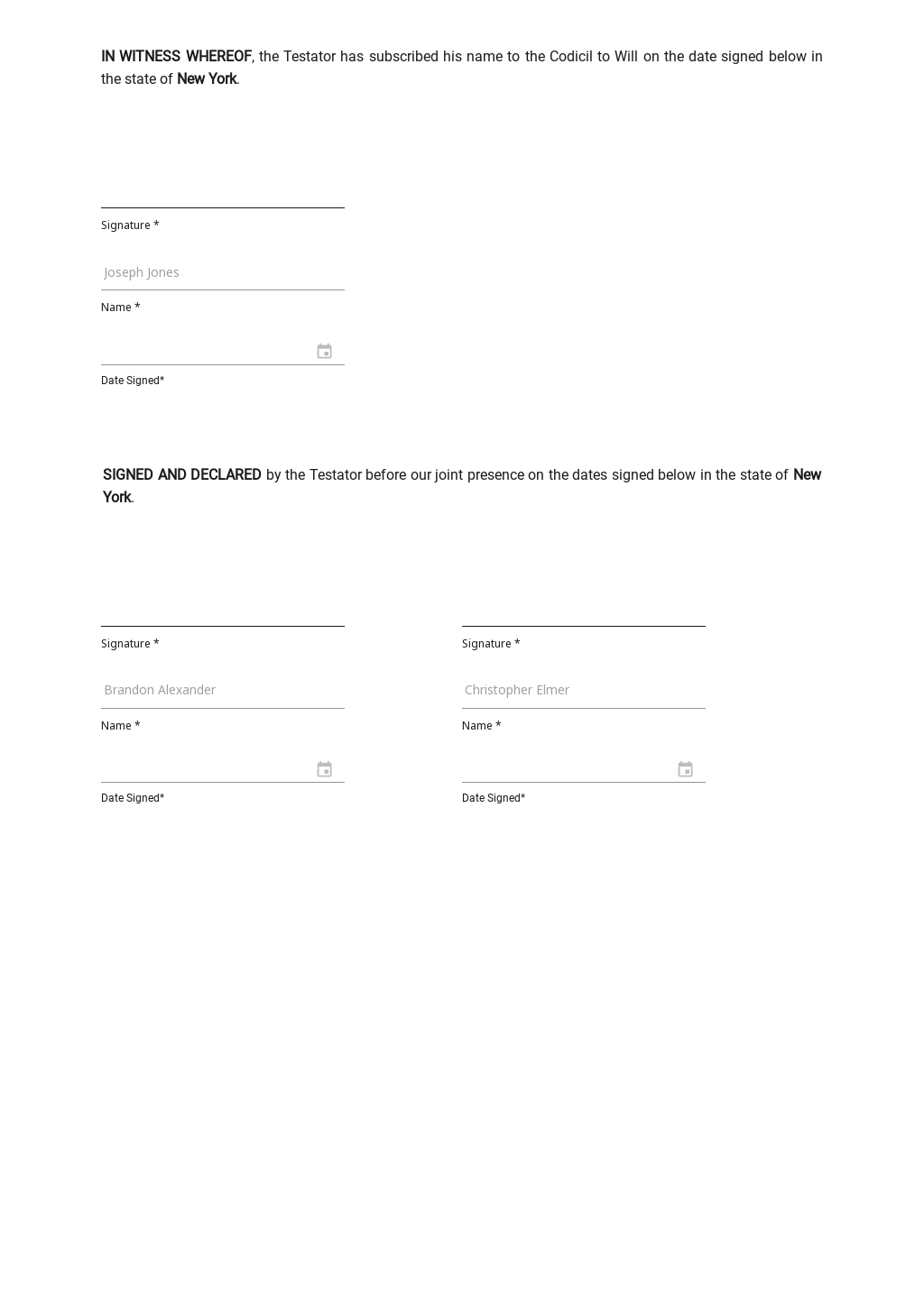 Codicil To Will Form Template Google Docs Word Template