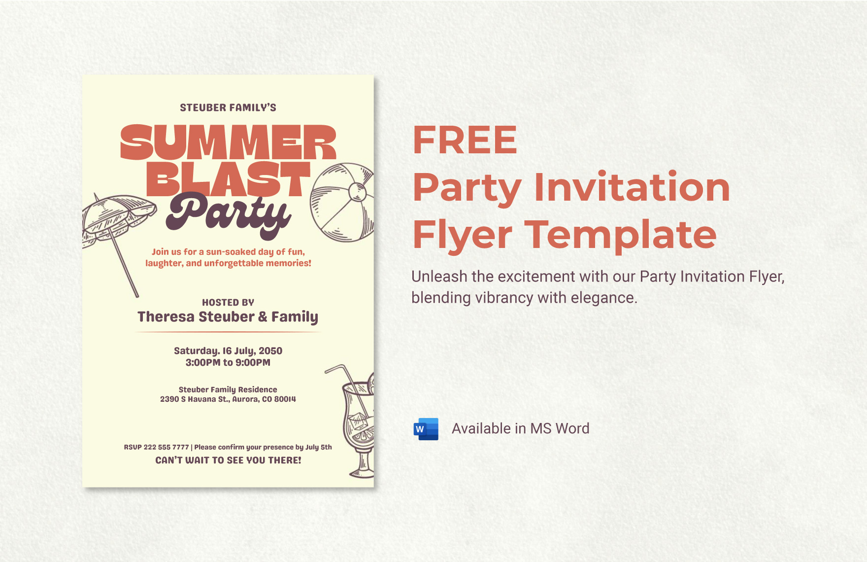 Free Party Invitation Flyer Template - Download in Word, Google Docs ...