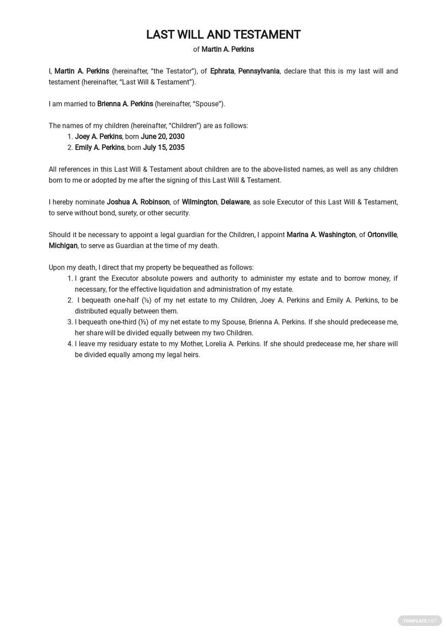 Free Simple Death Will Template - Google Docs, Word | Template.net