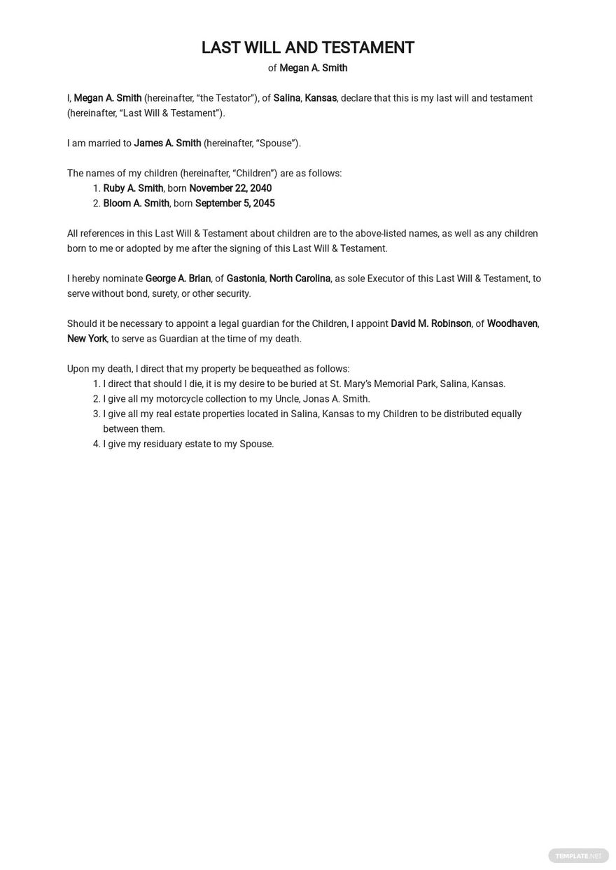 Maternal Death Will Template - Google Docs, Word | Template.net