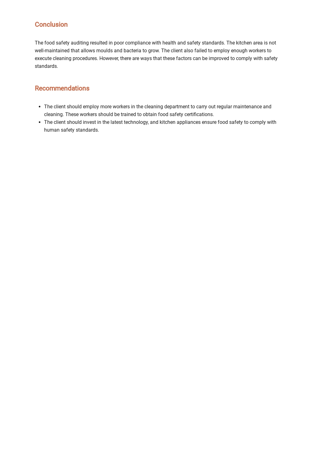 Food Safety Internal Audit Report Template [Free PDF] - Word | Apple ...