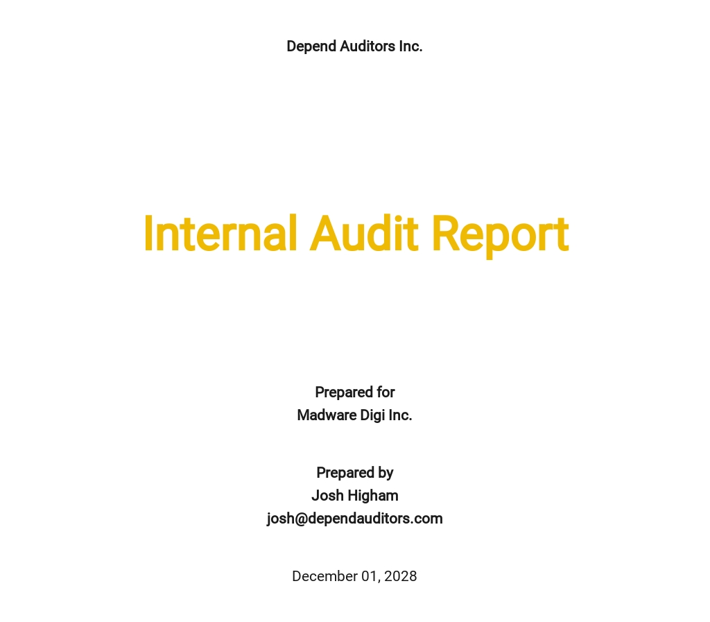 FREE Internal Audit Report Template - PDF | Word (DOC) | Apple (MAC ...