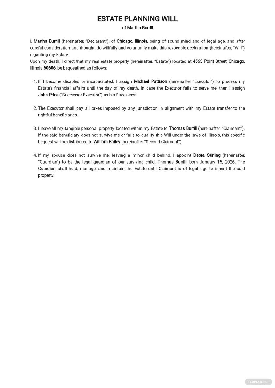 Estate Planning Will Template Google Docs Word Template