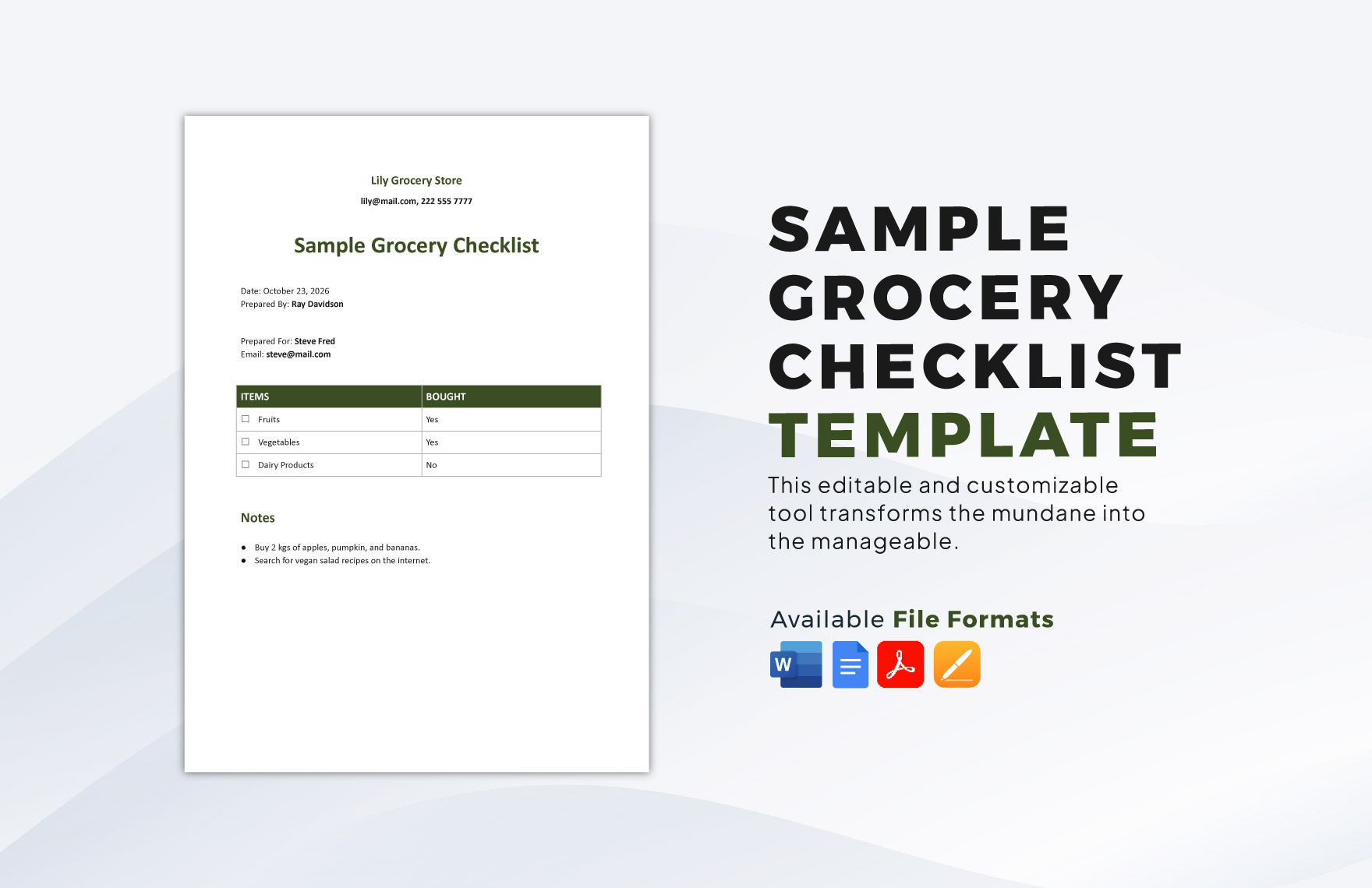 Grocery Templates In Word FREE Download Template