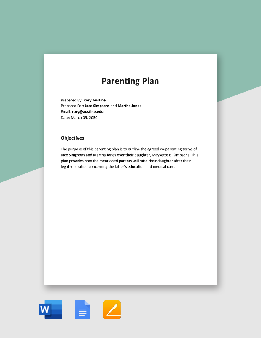 Parenting Plan Template In Google Docs FREE Download Template Parenting Plan Template In Google Docs FREE Download Template