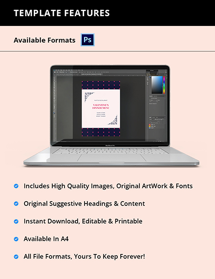 Happy Valentine's Day Menu Template - Word, Outlook, Apple Pages, PSD ...