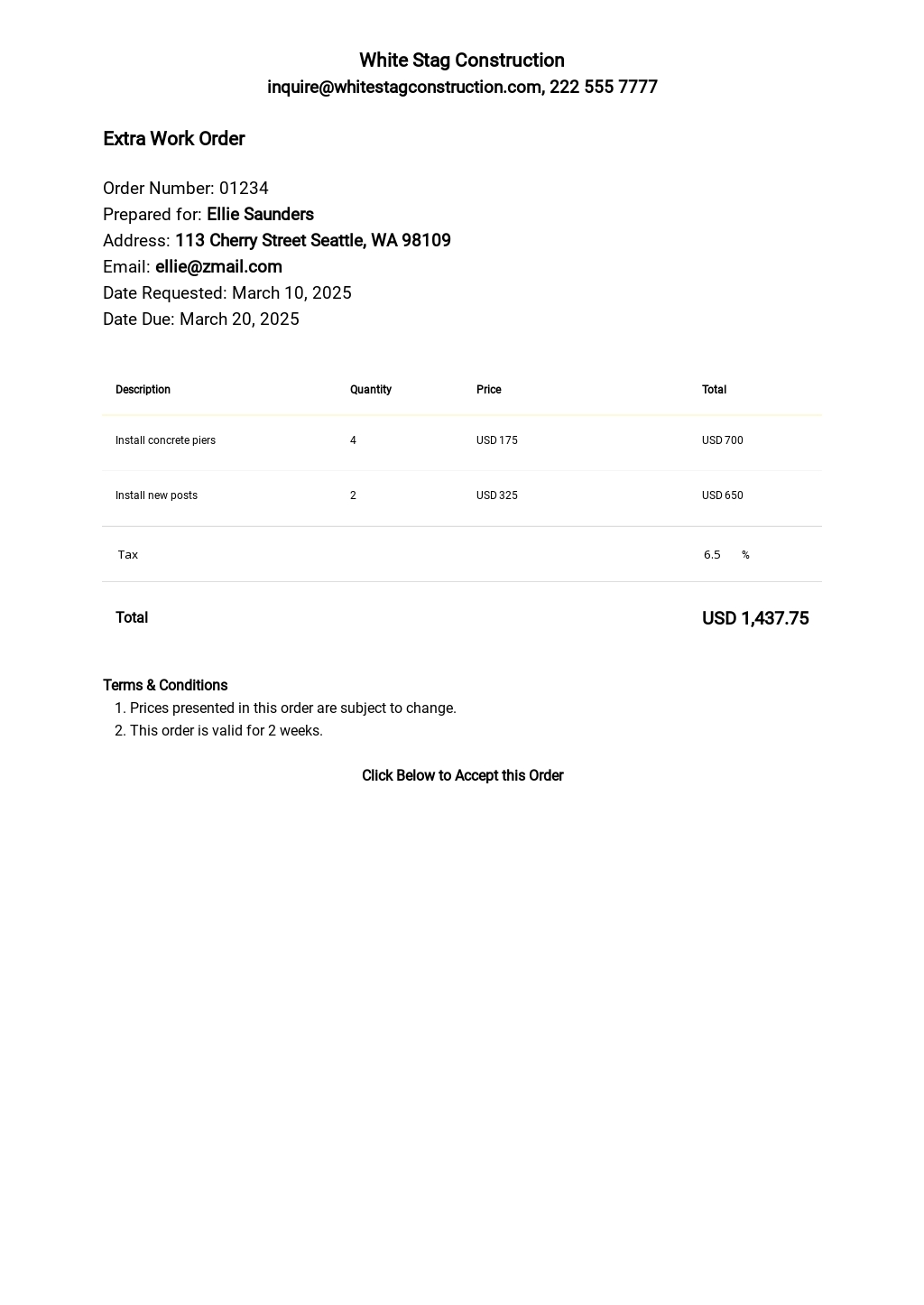Transport Work Order Template in Google Docs, Google Sheets, Excel, Word, Apple Numbers, Apple ...