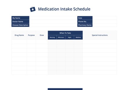 Medication Intake Schedule Template: Download 128+ Schedules in Word ...