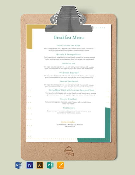 FREE Menu Card Template - PDF | Word (DOC) | PSD | Apple (MAC) Pages ...