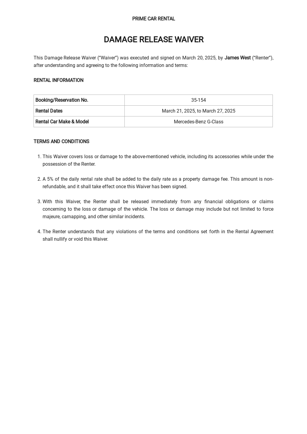 Waiver And Release Agreement Template - Google Docs, Word | Template.net
