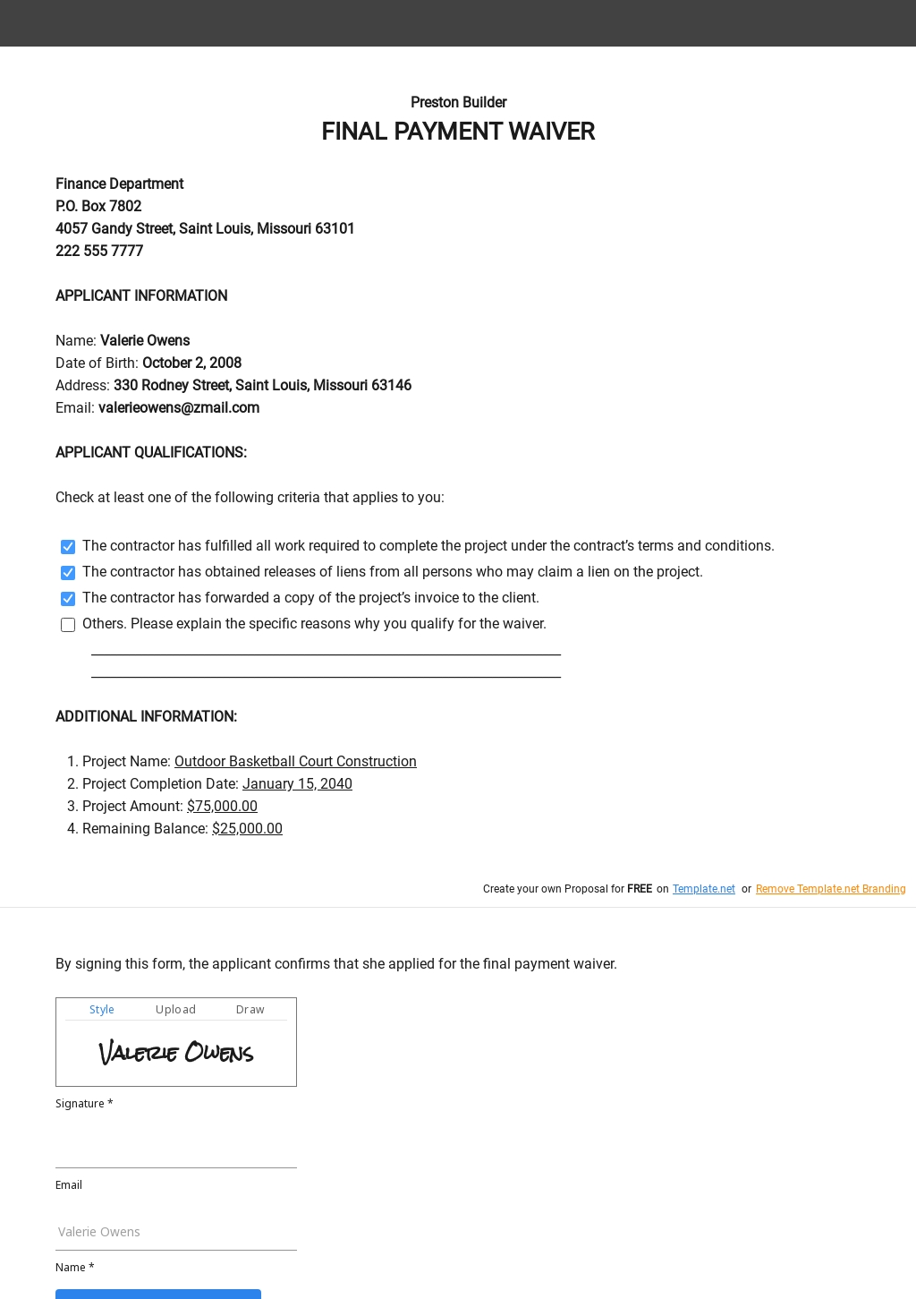 Payment Waiver Letter - Download in Word, Google Docs, PDF | Template.net