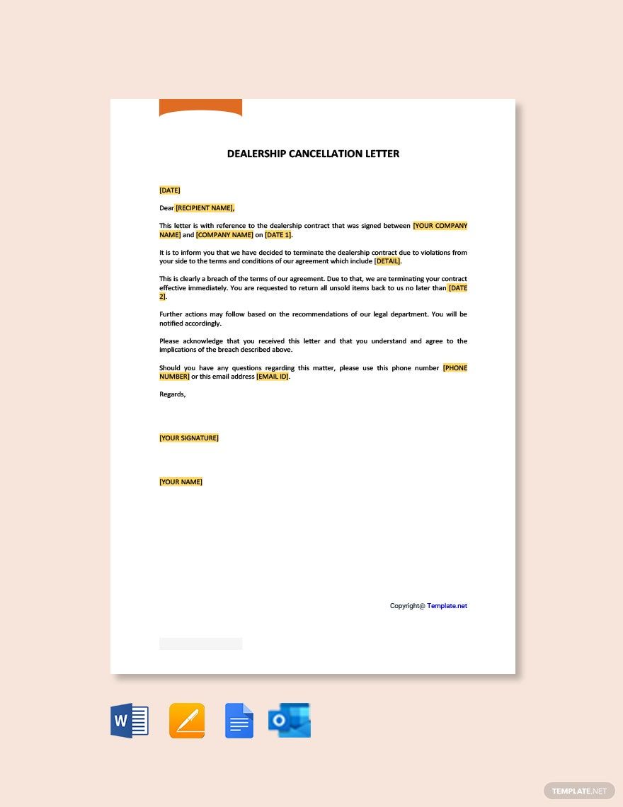 30 Day Notice Of Cancellation Letter Template Google Docs Word 