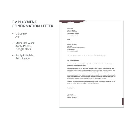 Employment Verification Letter With Salary Template: Download 700 ...