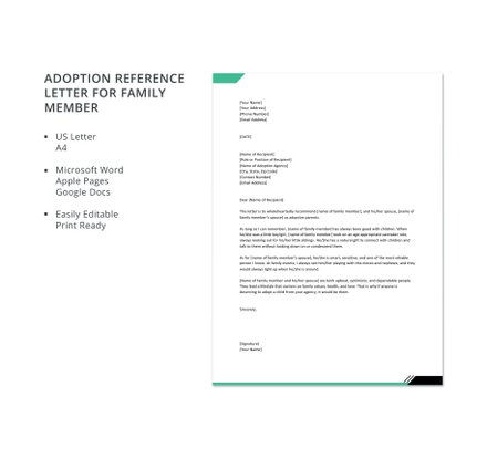 Adoption Reference Letter for Friend Template: Download 700+ Letters in ...
