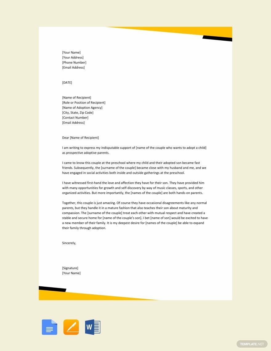Sample Adoption Reference Letter In Google Docs Google Docs Pages Sample Adoption Reference Letter In Google Docs Google Docs Pages