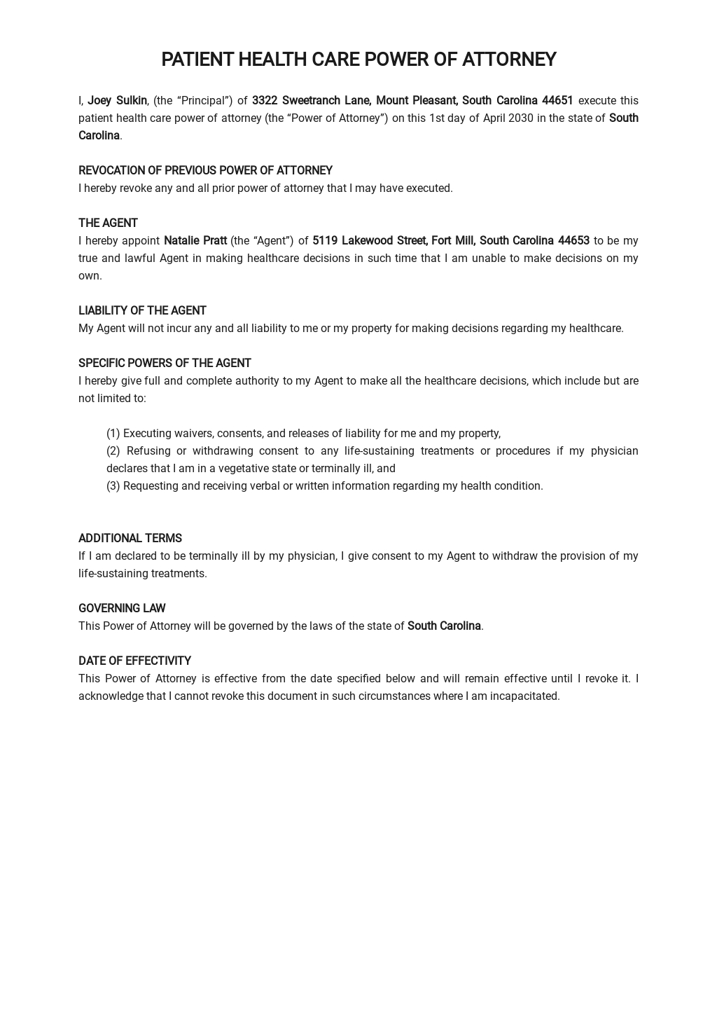 Free Power of Attorney Authorization Letter Template - Google Docs ...