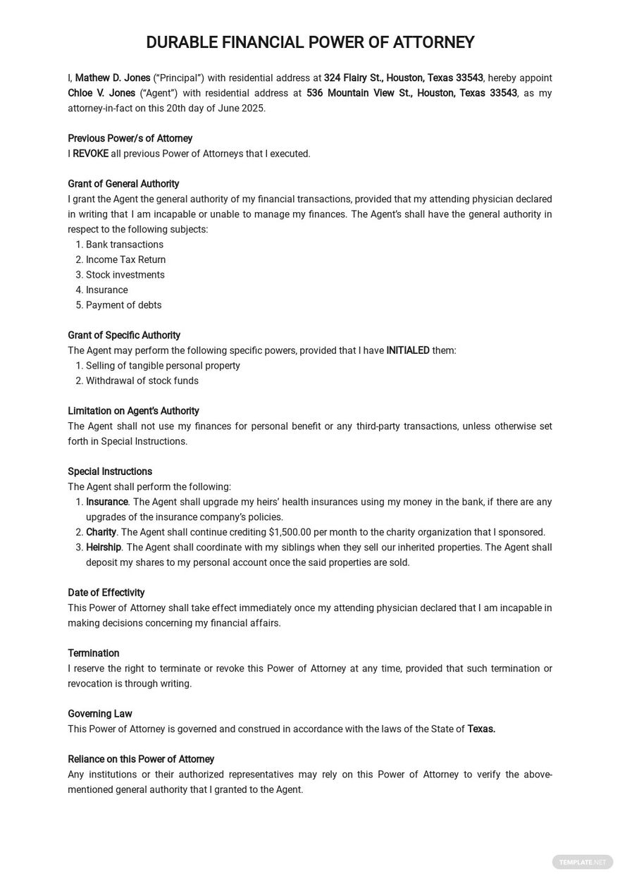 Durable Power Of Attorney Templates Documents Design Free Download Durable Power Of Attorney Templates Documents Design Free Download