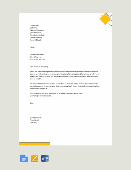 FREE Job Interview Invitation Letter Template Word Google Docs 